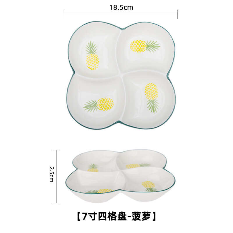 Керамическая тарелка ручной росписи для домашнего использования, креативная тарелка с разделителями, детская тарелка