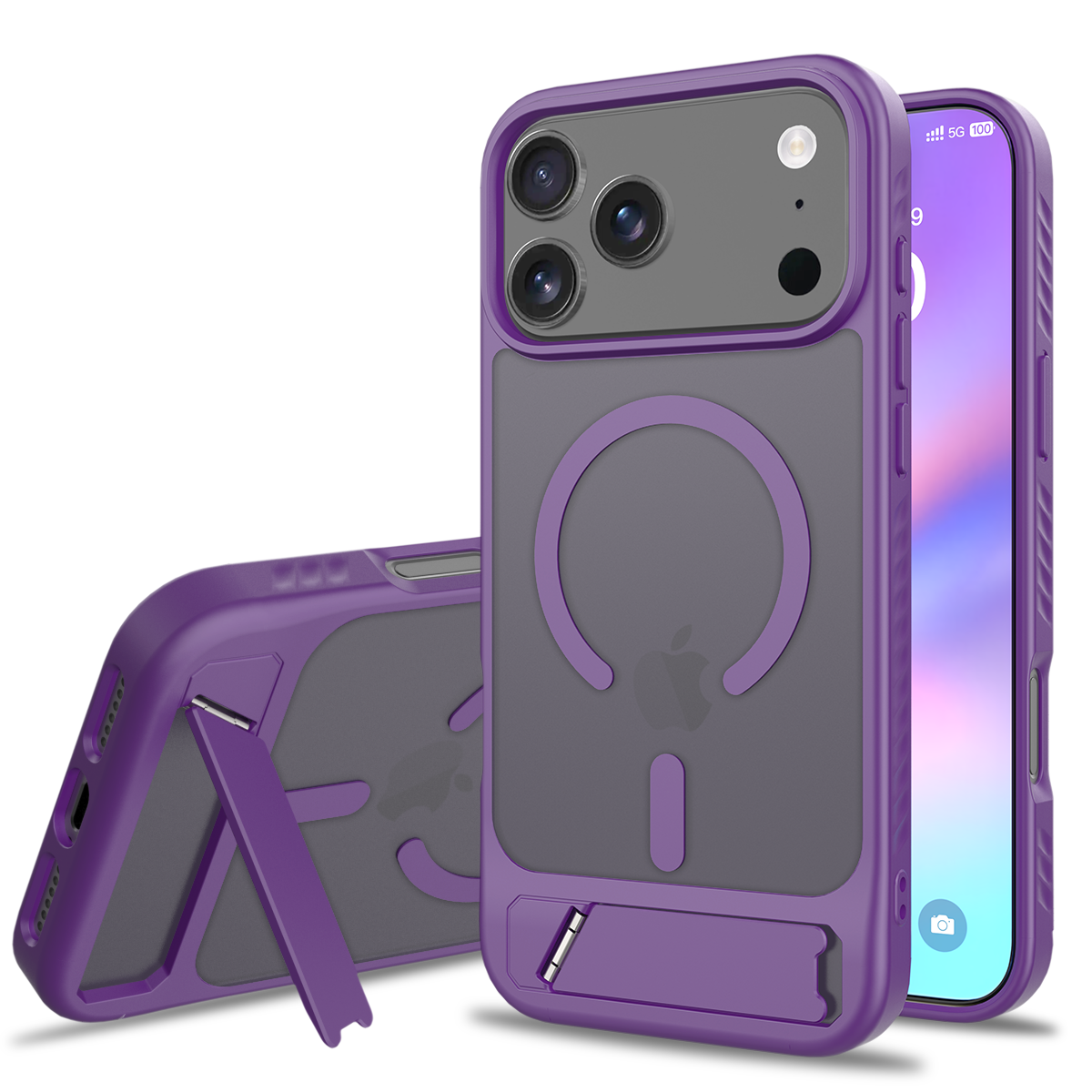 Чехол для Apple iPhone 17 Pro Max / Айфон 17 Про Макс, soft touch, накладка, поликарбонат (PC), защита камеры, ударопрочный, встроенная подставка, усиленные углы, Apple, Apple iPhone 17 Pro Max, purple,