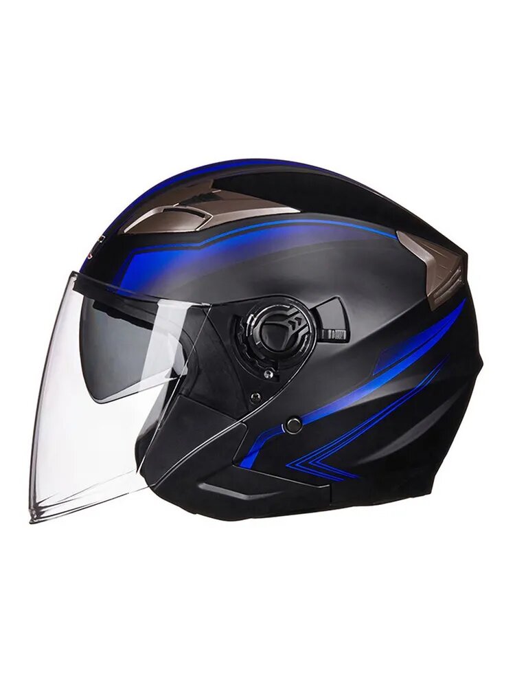 Herobiker Мотошлем, цвет: черный матовый, синий, размер: L