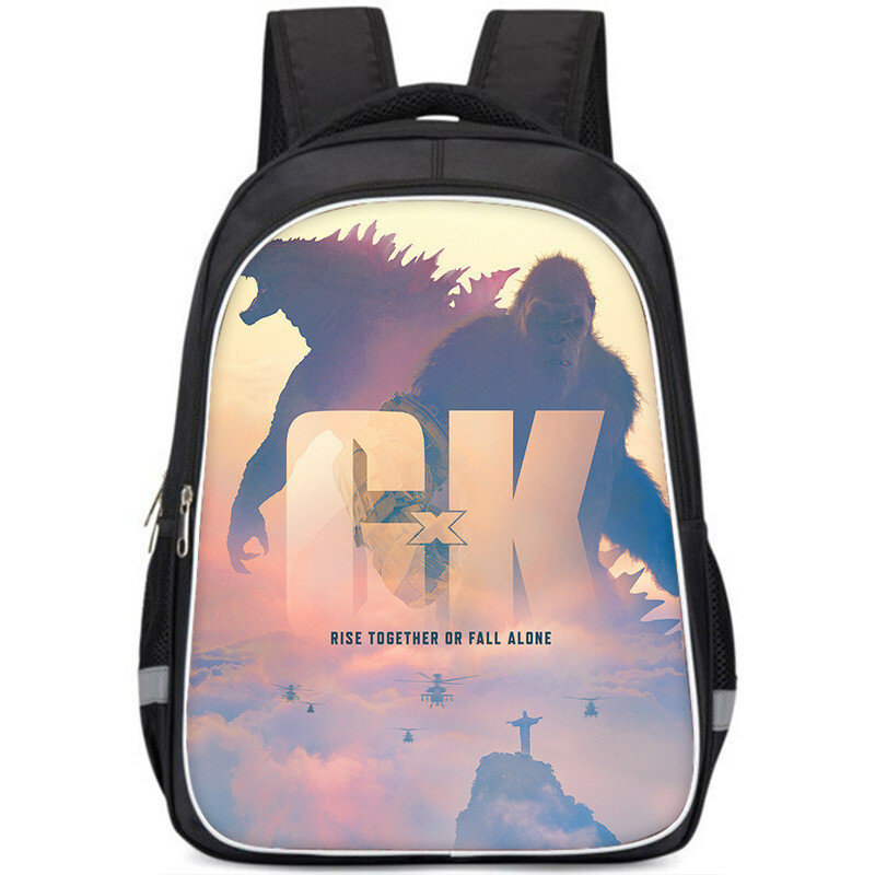 Широкий рюкзак Годзилла против Конга для мальчиков с двойным нейлоновым дизайном, стиль C-Ларж