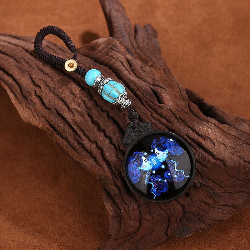 Двенадцать созвездий, карта для автобуса из эбенового дерева, NFC, брелок для ключей, подвеска для телефона, контроль доступа CUID, креативный орнамент в китайском стиле