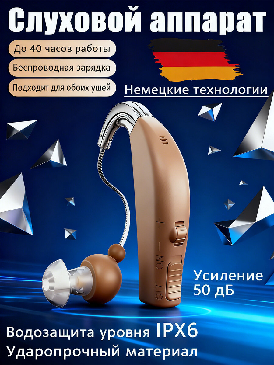 Усилитель слуха на аккумуляторе с функцией Bluetooth, заушный цифровой слуховой аппарат для пожилых с зарядкой type-c