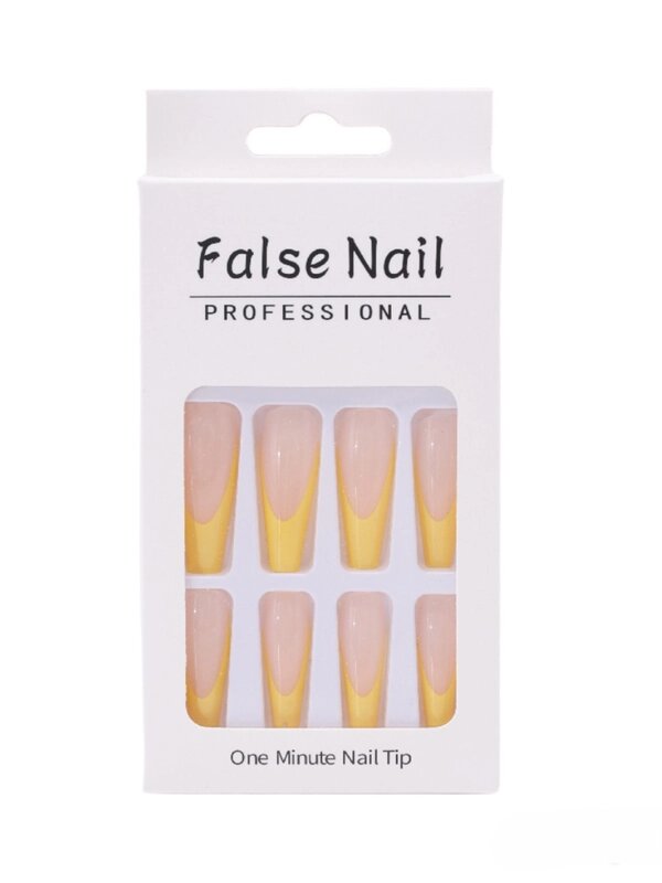 Накладные ногти френч, цветные с дизайном 24 шт, с клеевой основой для ногтей