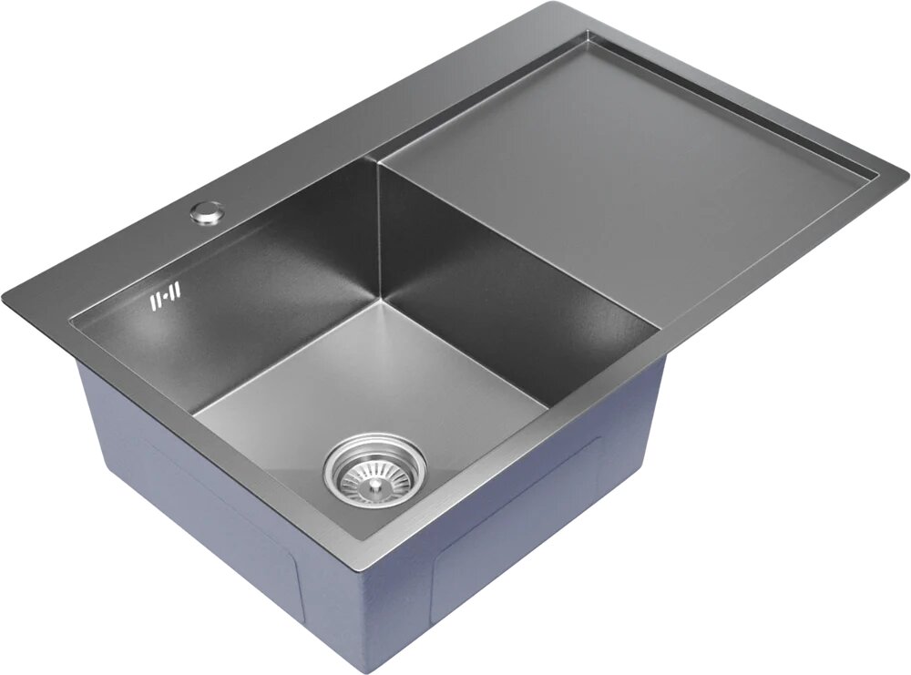 Мойка кухонная Mixline Pro 551877 металлическая, 78x50, прямоугольная, мойка для кухни, с крылом, матовая