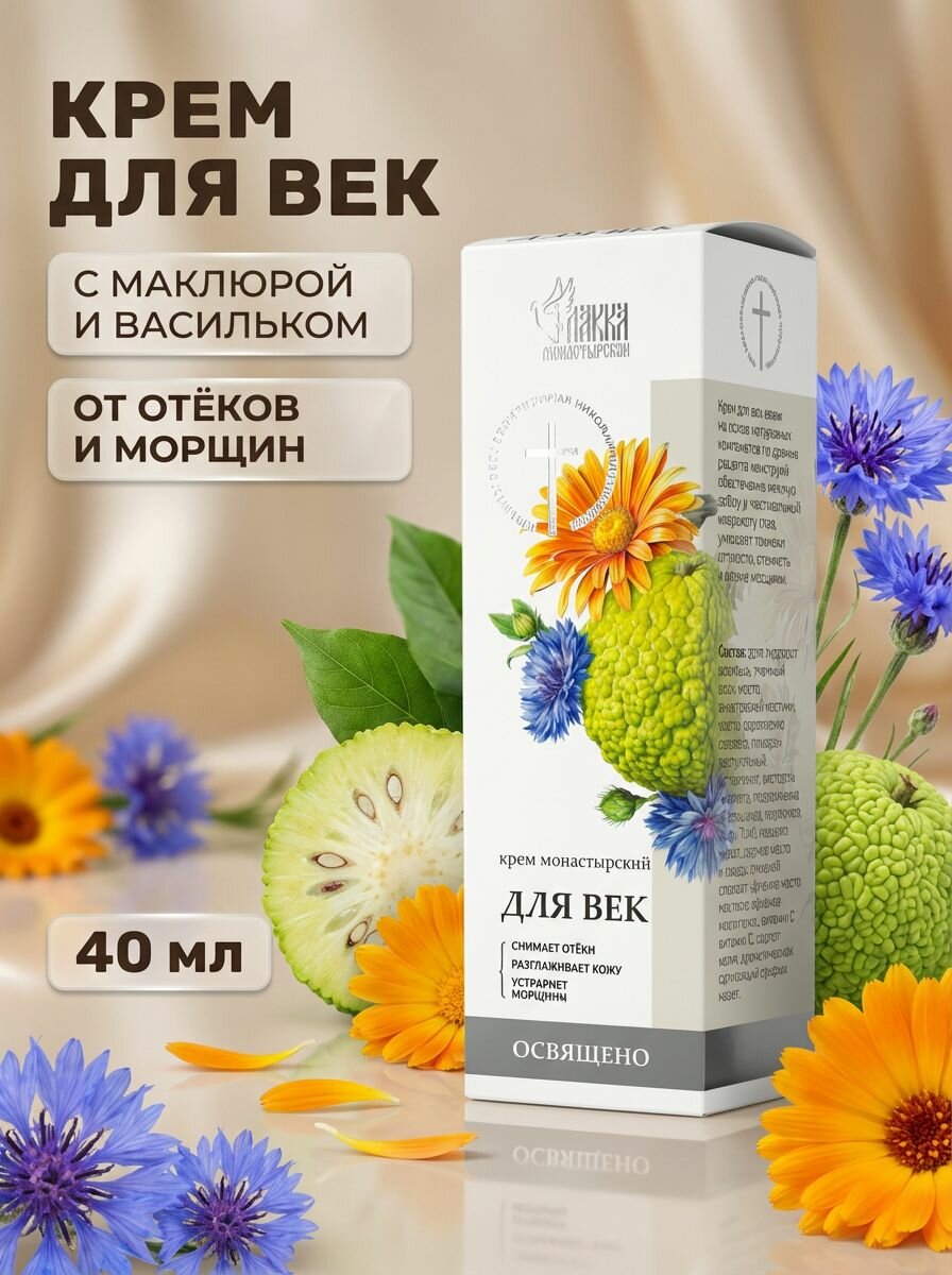 Крем для век Омолаживающий от отёков и морщин с маклюрой и гиалуроновой кислотой, 40 мл