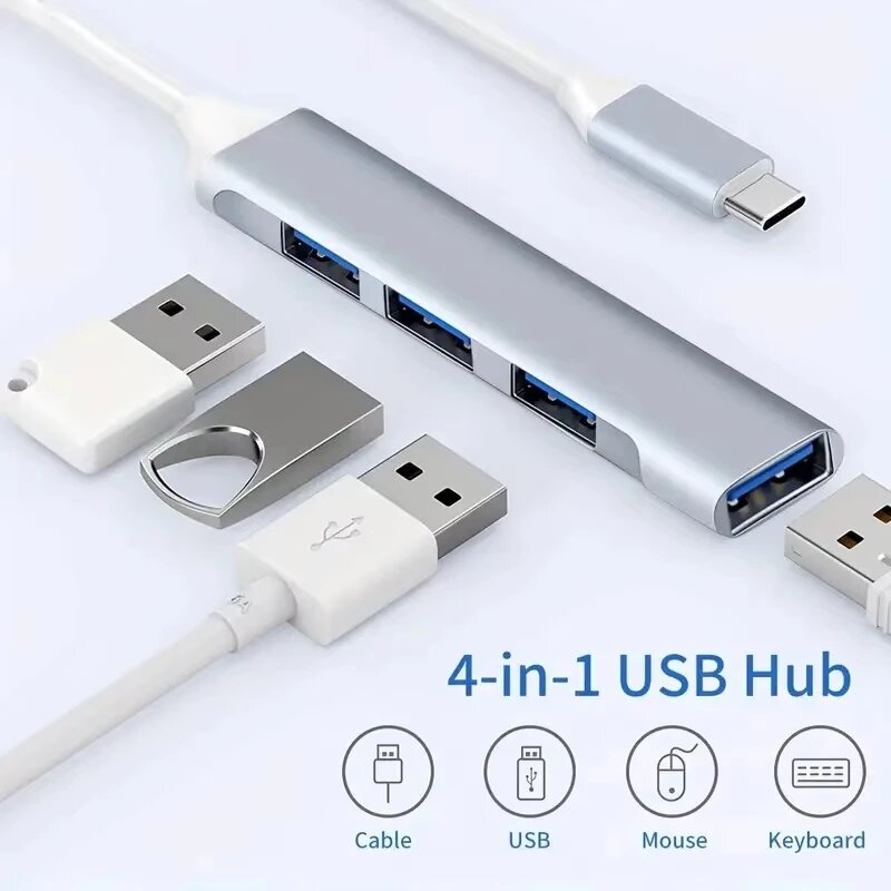 USB-хаб 4 порта USB 3.0 Silver — фото 1