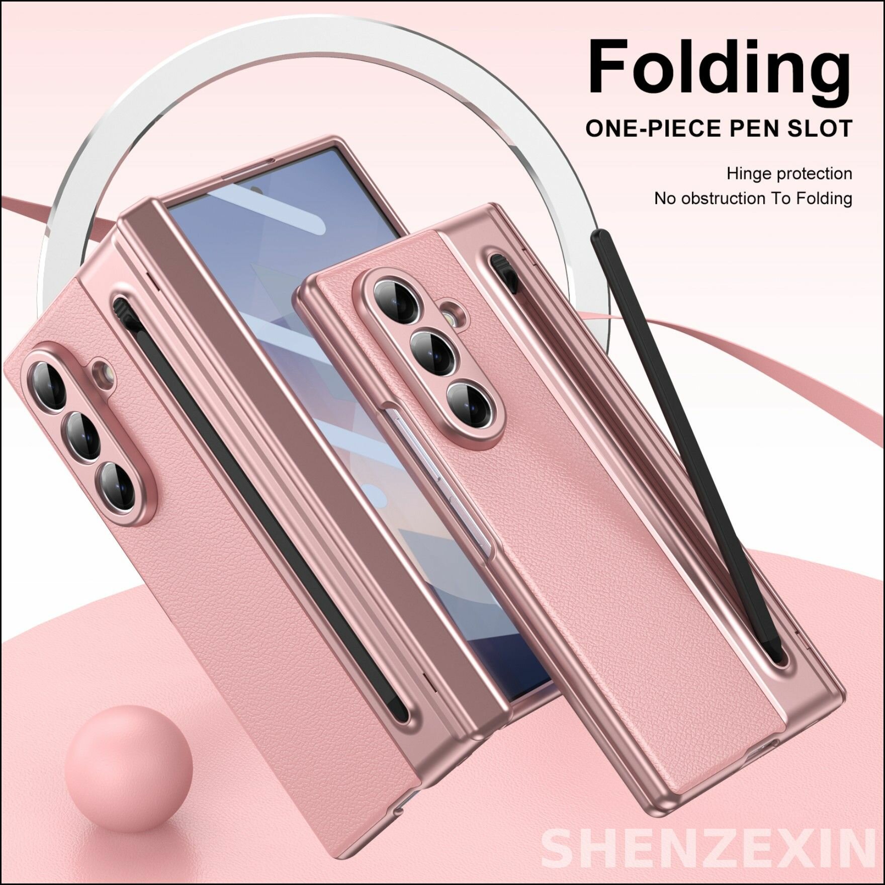 Чехол-кобура для Samsung Galaxy Z Fold 7, противоударный с защитой камеры, пластик и резина, синий/белый