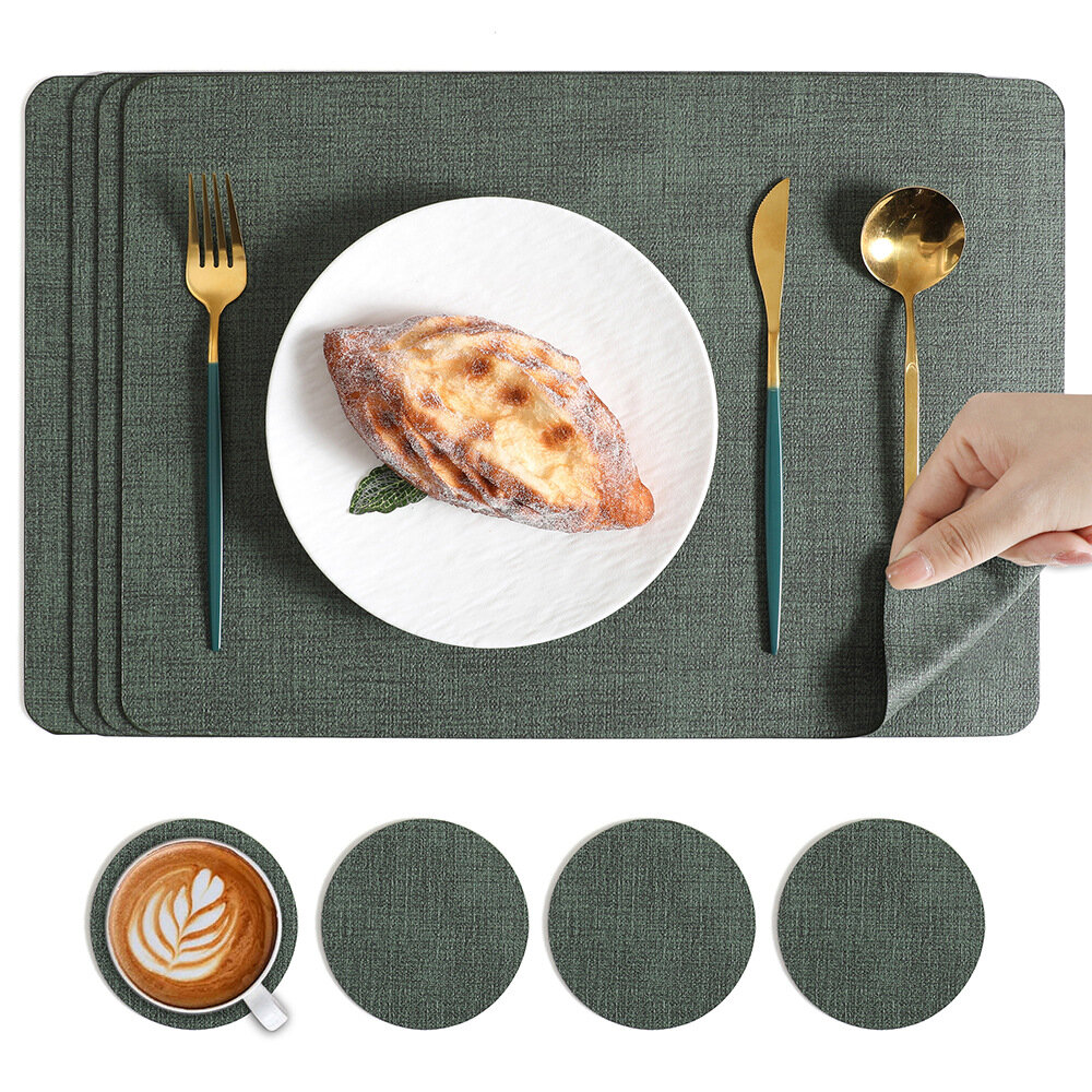 Квадратная кожаная подставка для стола, термоизоляционная подложка, высококачественная антиожоговая подставка для тарелок, стильная подставка для стаканов, кросс-бордерная подставка
