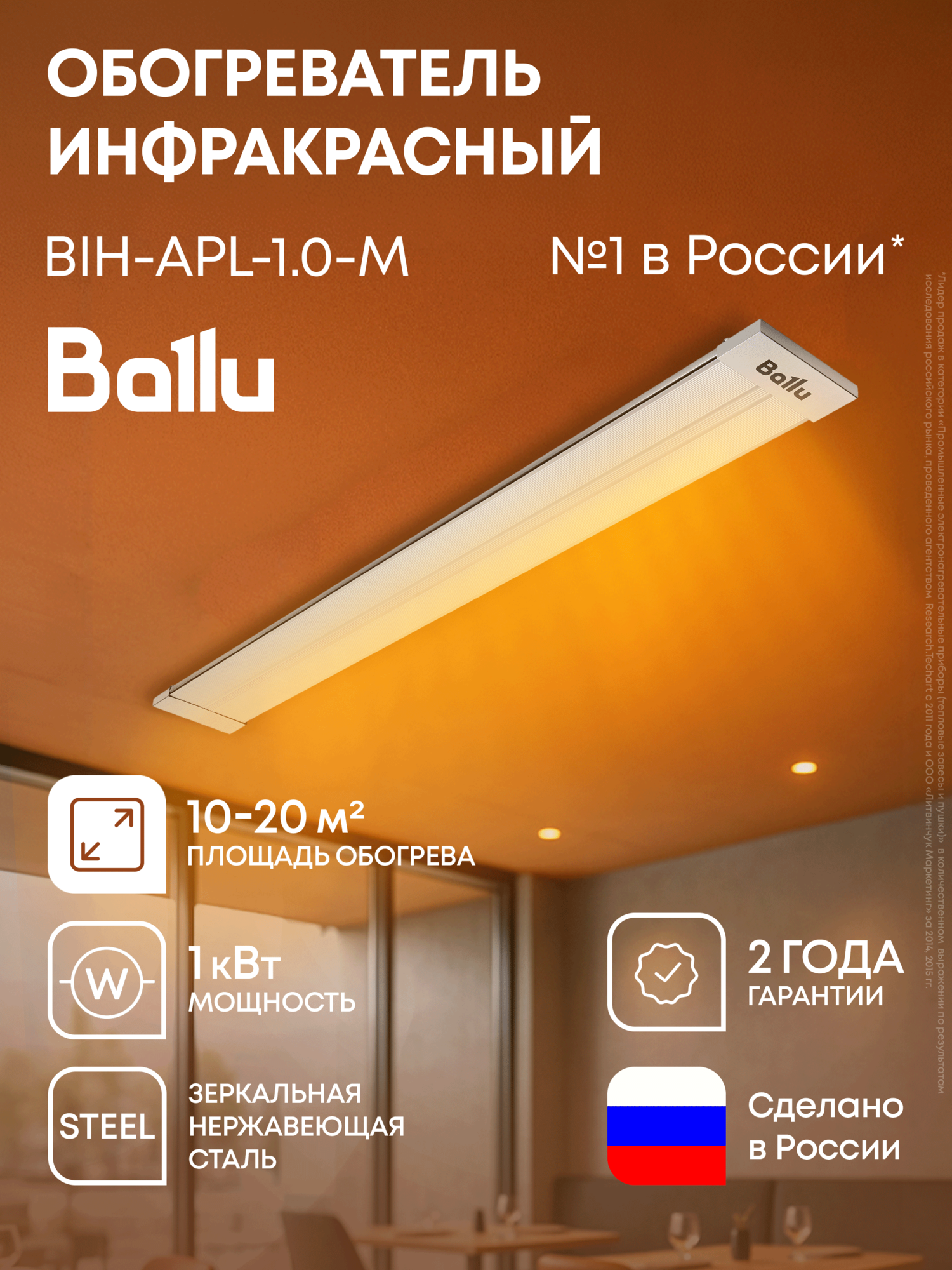 Инфракрасный обогреватель Ballu BIH-APL-1.0-M