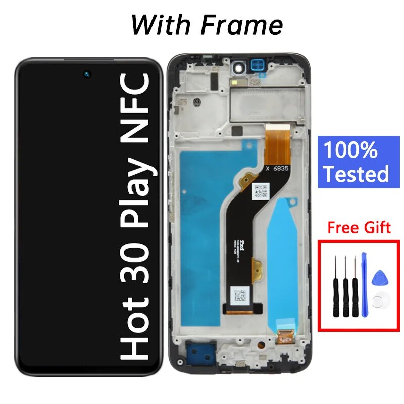 X6835 мобильный телефон lcds для Infinix Hot 30 Play NFC запасные части для экрана X6835 With Frame