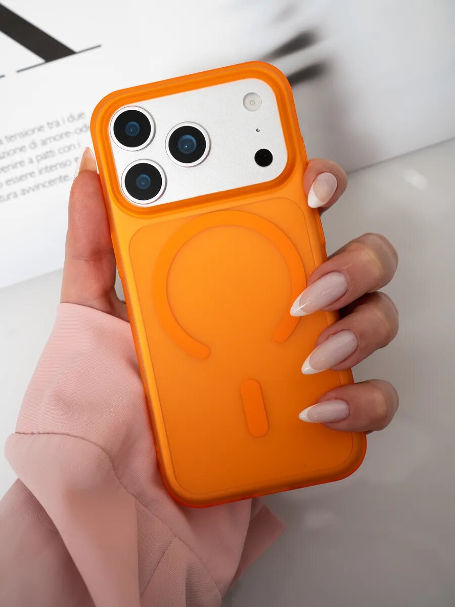 Чехол О'кейси, для iPhone 17 Pro, MagSafe, матовый, оранжевый, прозрачный