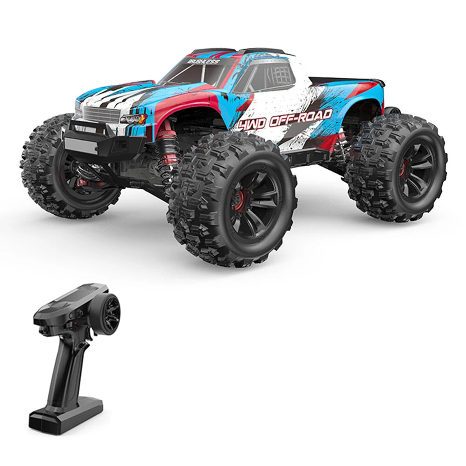 RC Car 2.4GHz 45KM/H 1/16 Off Road RC Trucks Brushless Motor 4WD Vehicle Racing Climbing RC Car Gifts for Kids Adults PVC Rubber 7.4V 1050mAh 25C 45A Brushless ESC 17g Digital Servo 310*222*130mm