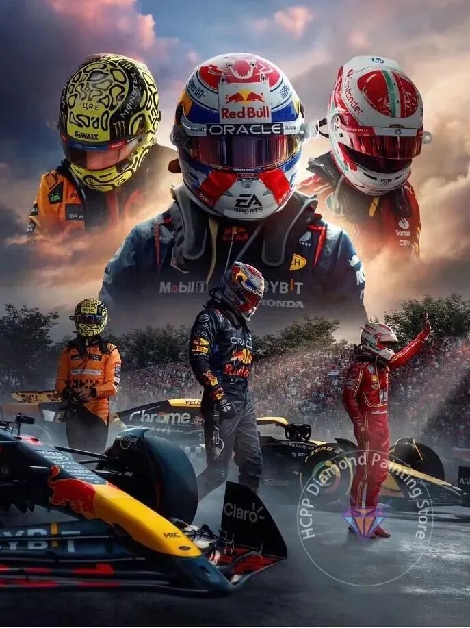 Алмазная Мозаика "Пилот Гонок Формулы-1" 40x50 См Алмазная Вышивка / Картина Стразами Подарков / Украшения