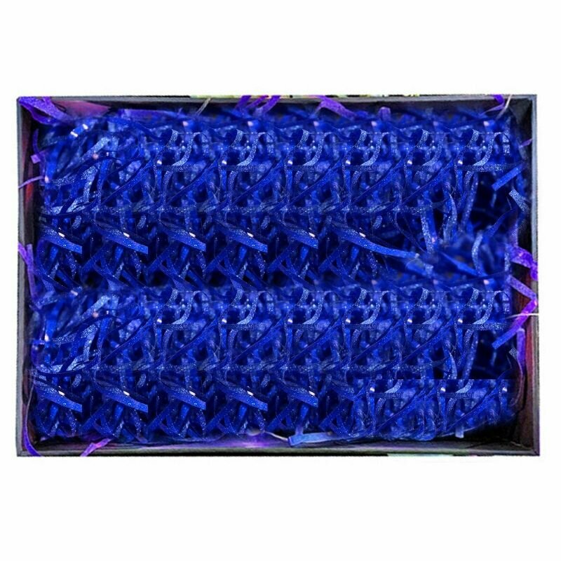 Наполнение Подарочной Коробки Из Измельченной Бумаги И Шелка С Блестящей Рафией-Сапфирово-Синий