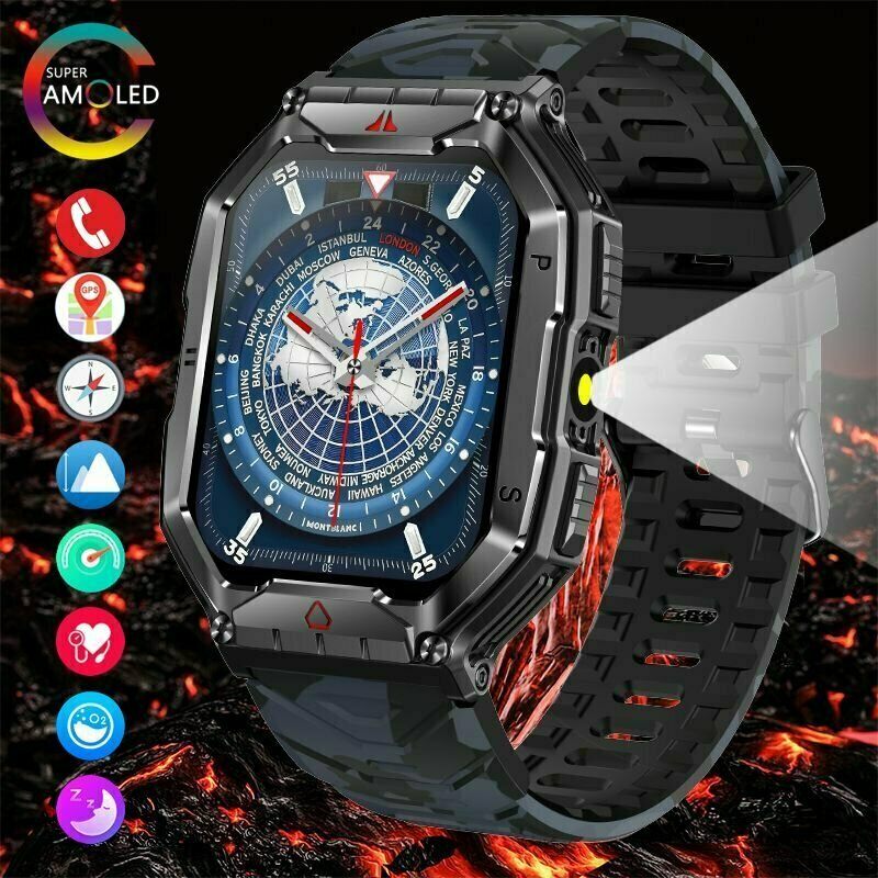 Наружные смарт-часы с gps, фитнес трекер, для андроид, с калькулятором, мужские водонепроницаемые,