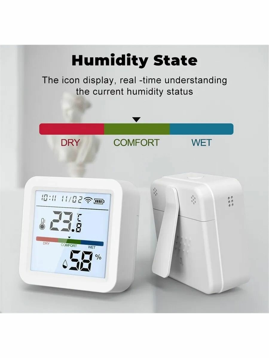 Умный WiFi-датчик температуры и влажности с ЖК-дисплеем, комнатный гигрометр, термометр