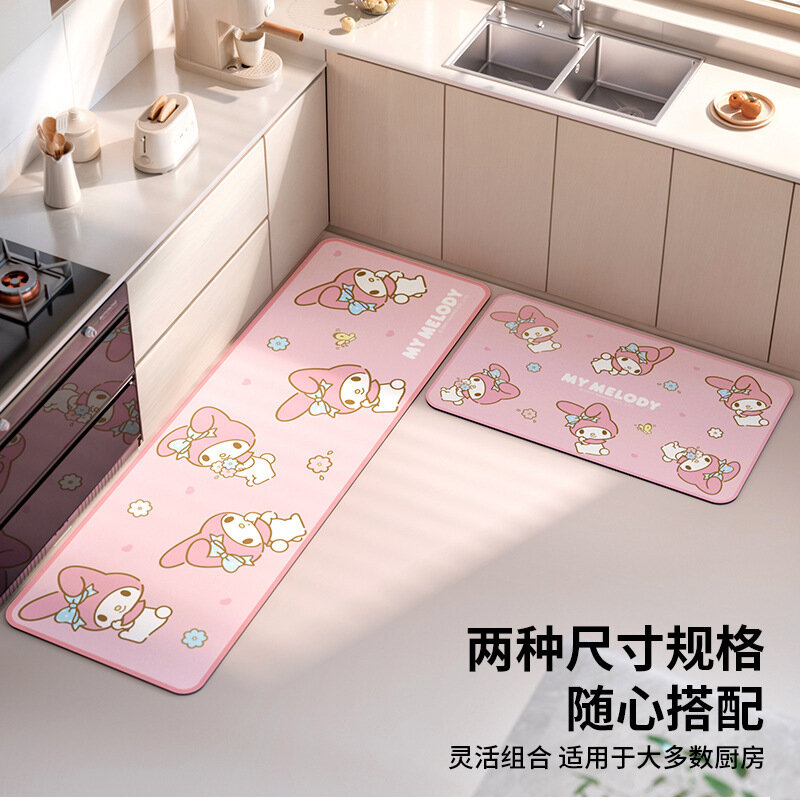 Коврик Sanrio для входной двери, устойчивый к пятнам, противоскользящий коврик для кухни и ванной, впитывающий коврик для туалета, коврик из диатомитовой земли для пола.