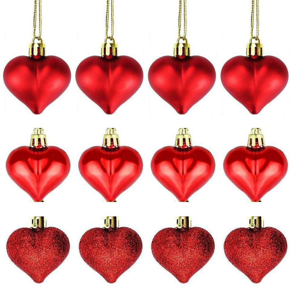12 штук декоративных сердечек для Дня святого Валентина, маленькие подвески в форме сердечек, подарок на День святого Валентина для дома и вечеринки.