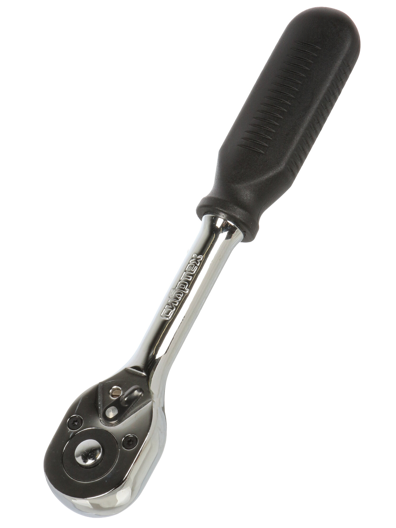 Ключ трещотка Сибртех 3/8 дюйма, CrV сталь, с переключателем направления вращения, слесарный инструмент, артикул 14002