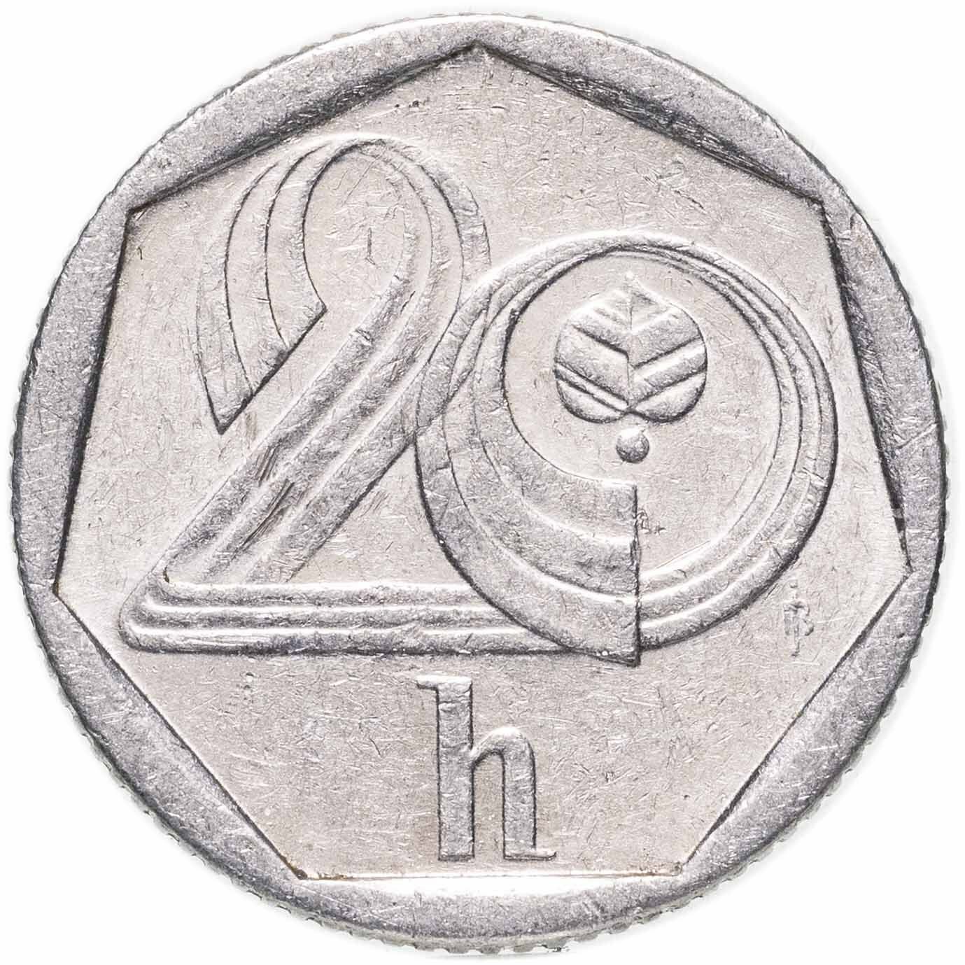 Чехия 20 геллеров 1993, Алюминий, в сохранности XF