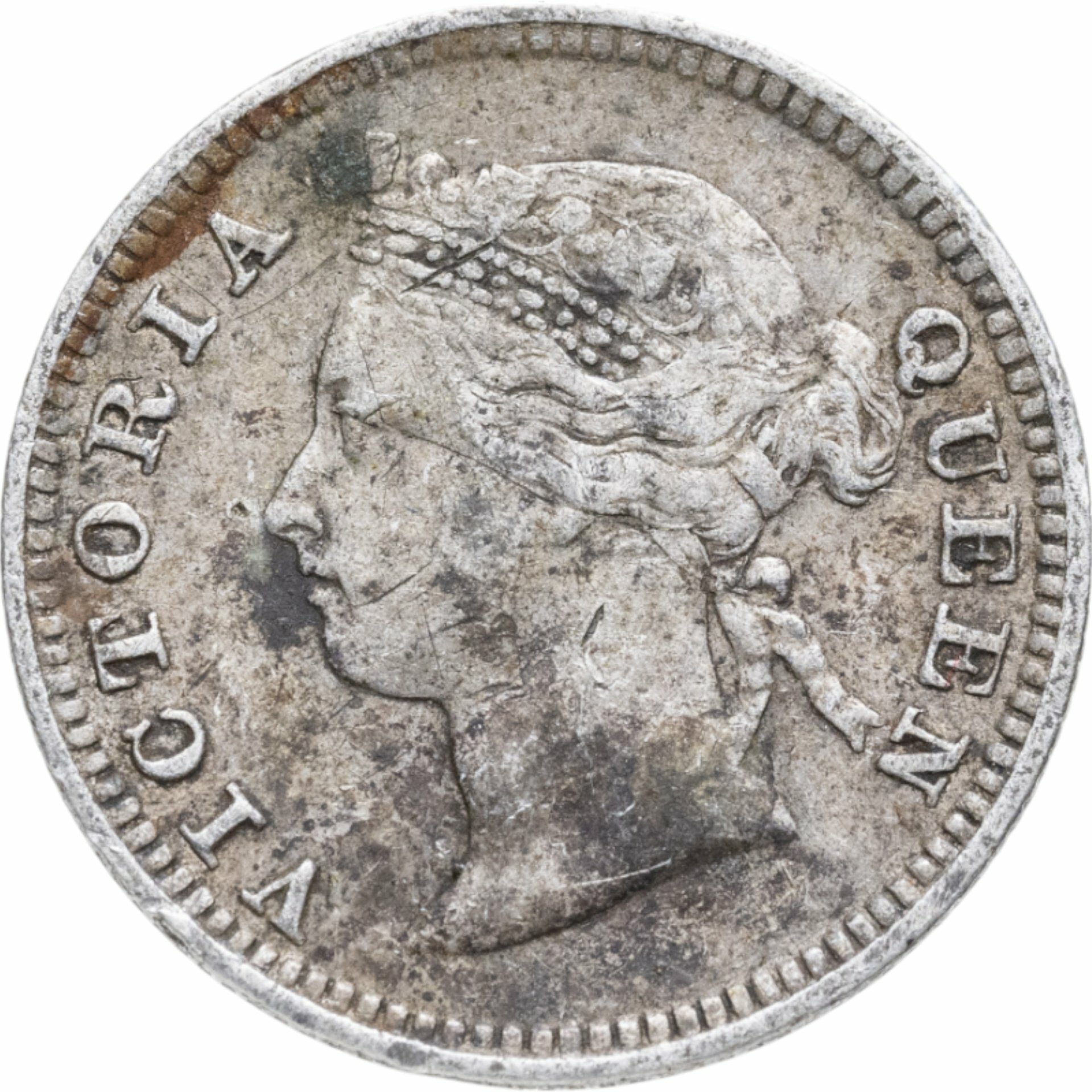 Гонконг 5 центов cents 1901, Серебро 800, в сохранности XF