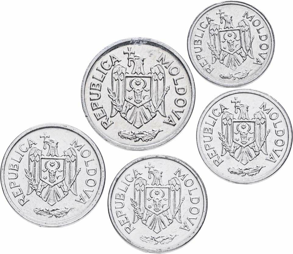 Молдова набор монет 1993-2013 5 штук, Алюминий, в сохранности UNC