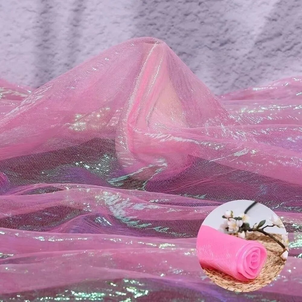 Радужная лазерная пряжа 100x140 см Розовый, Pink
