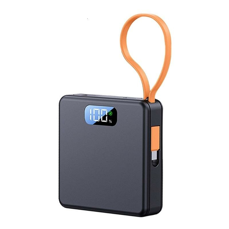 Сменный корпус для пауэрбанка, 3 отсека, с экраном контроля, Черный - Быстрая зарядка 22,5 Вт