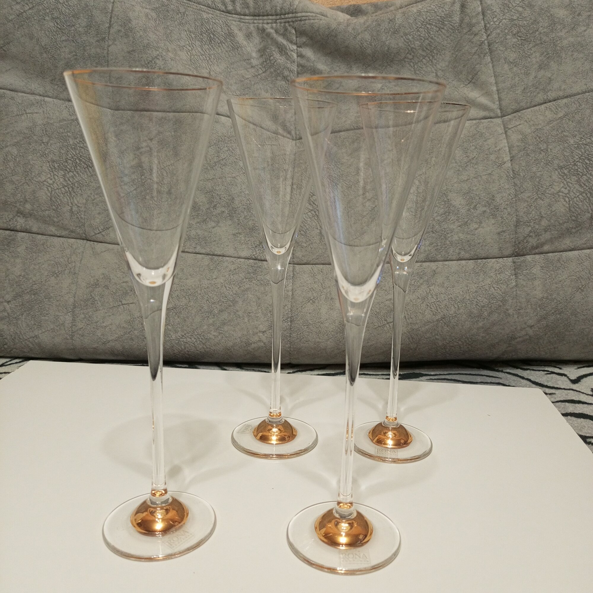 Фужеры бокалы Rona высокие красивые позолоченные