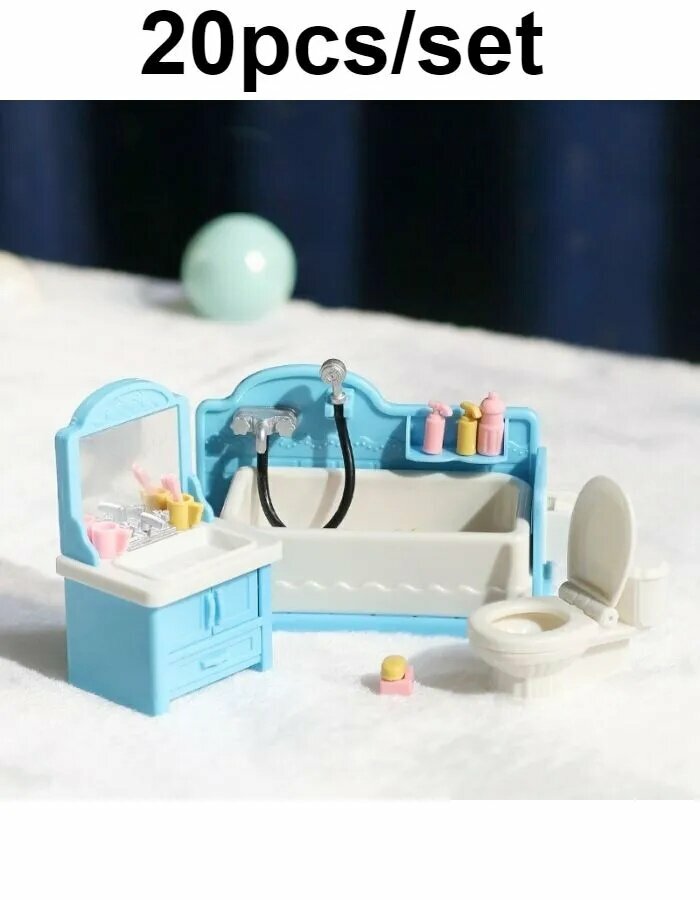 20pcs/set миниатюрная ванная комната, подходящая для использования в качестве украшения кукольного дома