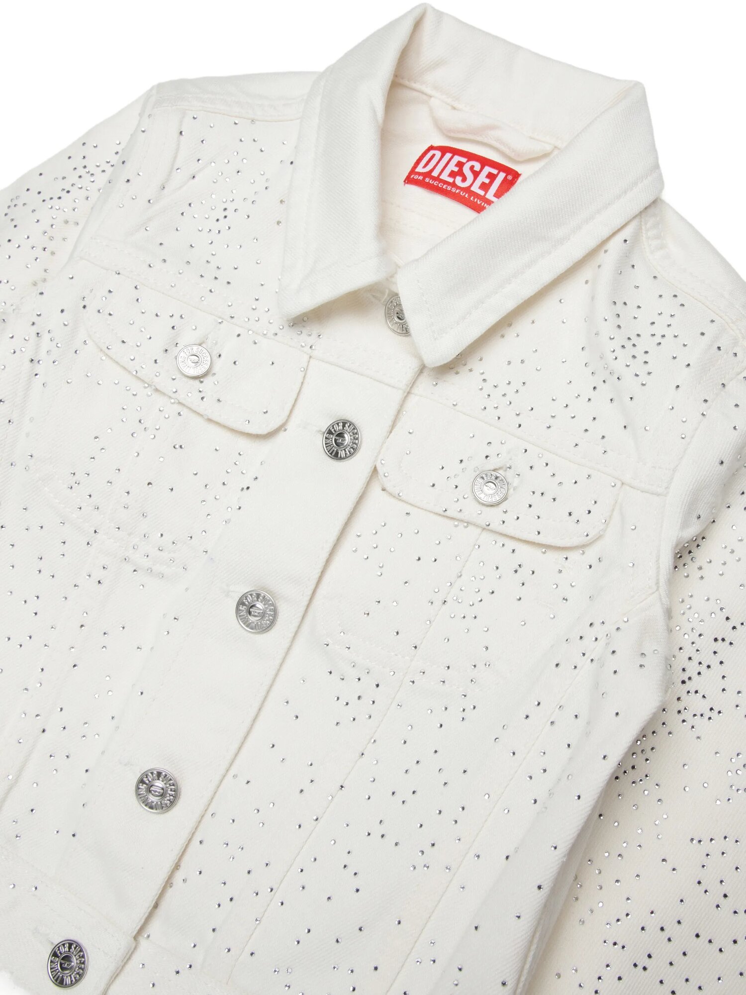 Куртка DIESEL Logo stud cotton denim jacket, размер 12 лет, белый — фото 1