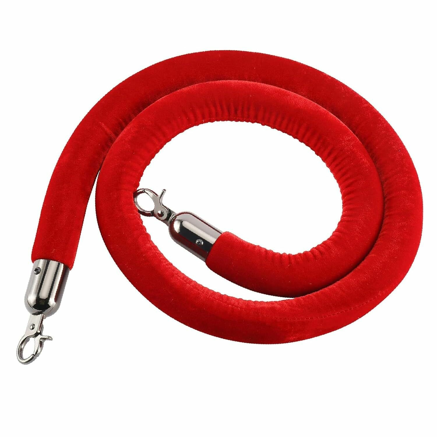 Канат для стойки ограждения, красный с серебристыми карабинами