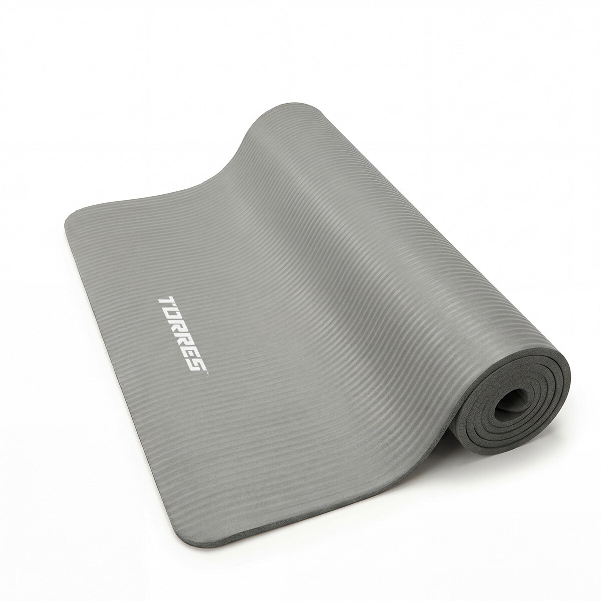 Коврик для йоги TORRES SOFT YL10110, толщина 1 см, каучук, серый