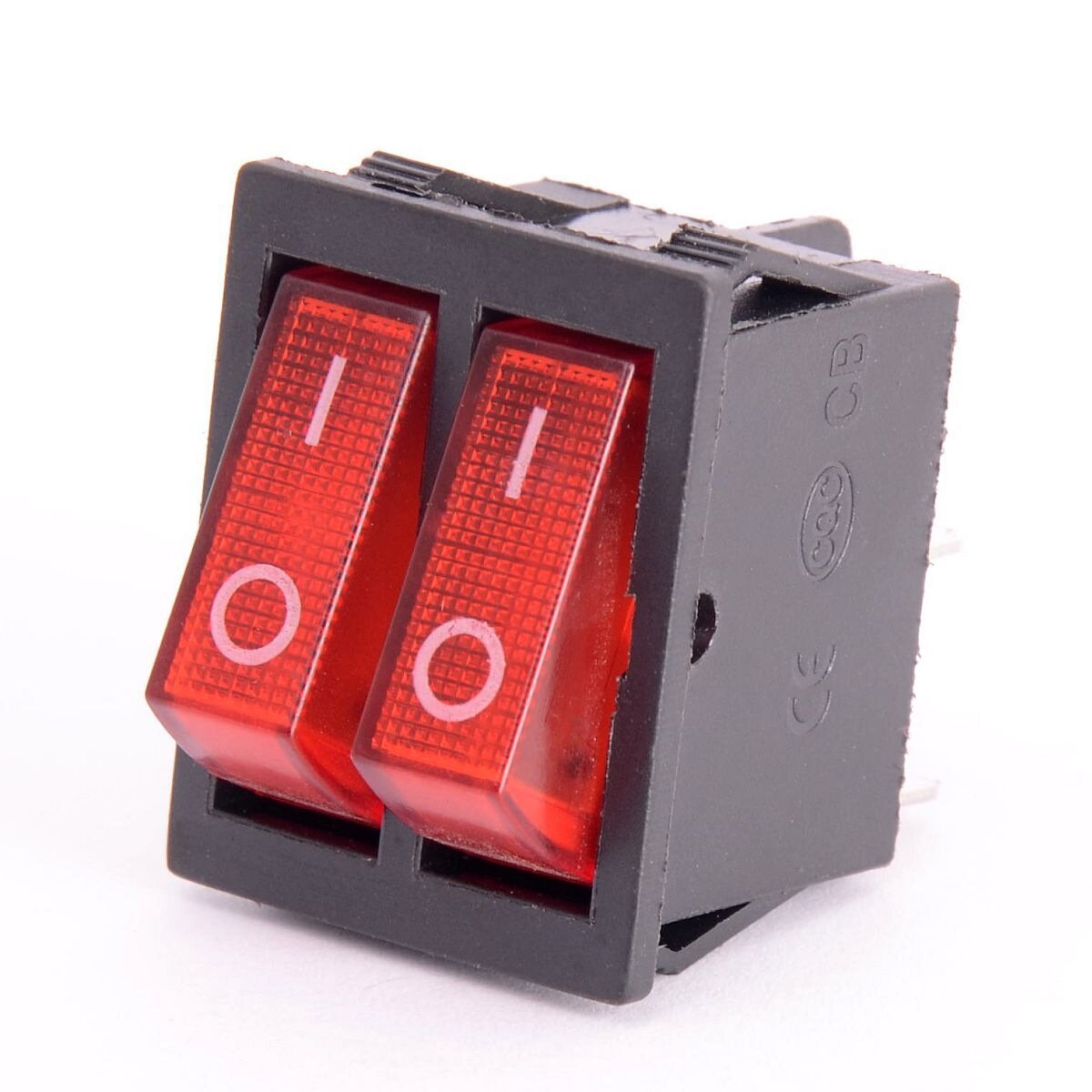 Кнопка красная KCD3-606 16A/250VAC 6 контактов / 2 клавиши (019731)