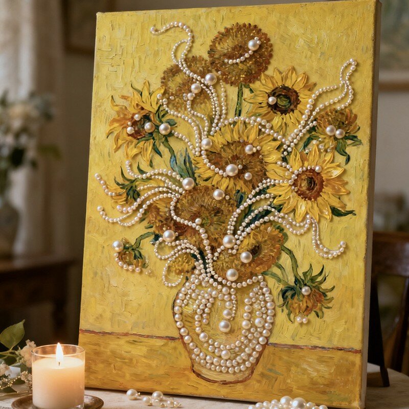Солнечный цветок DIY Жемчужная живопись Ручная работа Креативный свежий исцеляющий цветочный подарок для друзей и лучших подруг Декоративная живопись