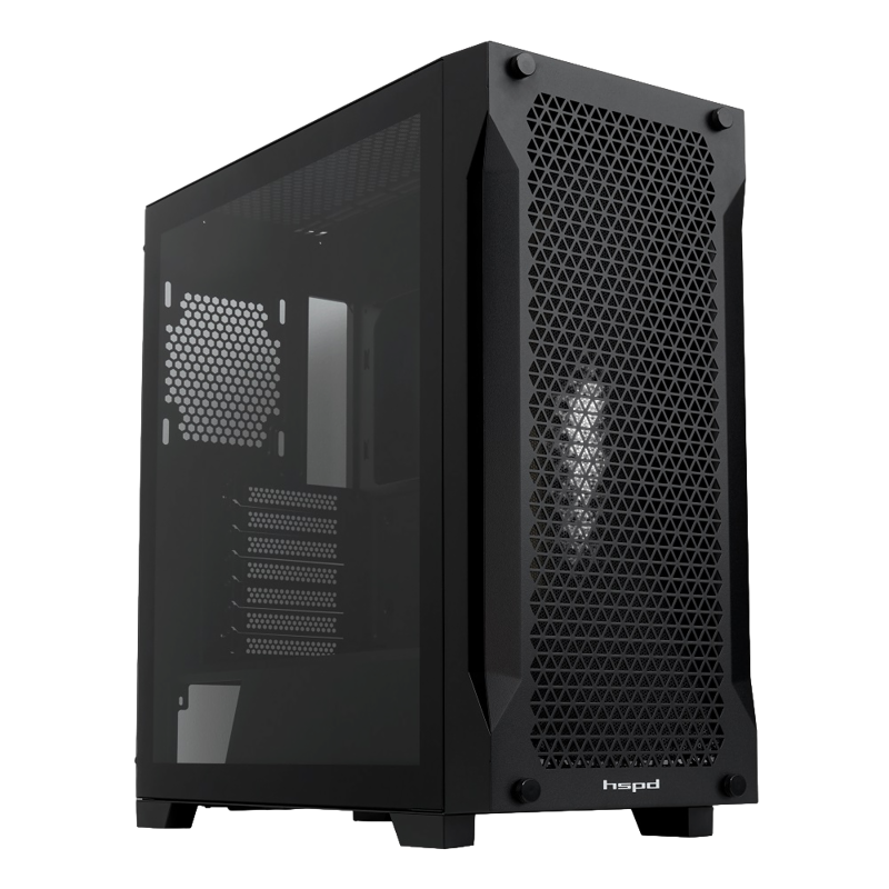 Корпус без блока Case HSPD M541, Mesh Mid Tower, Black, TG, 0.7 SPCC, no fans, ATX, mATX, mITX, 170/405/210mm, 2x2.5", 2x3.5", 7xPCI, 1xUSB-A 3.0, 2xUSB-A 2.0, 465x220x485mm
