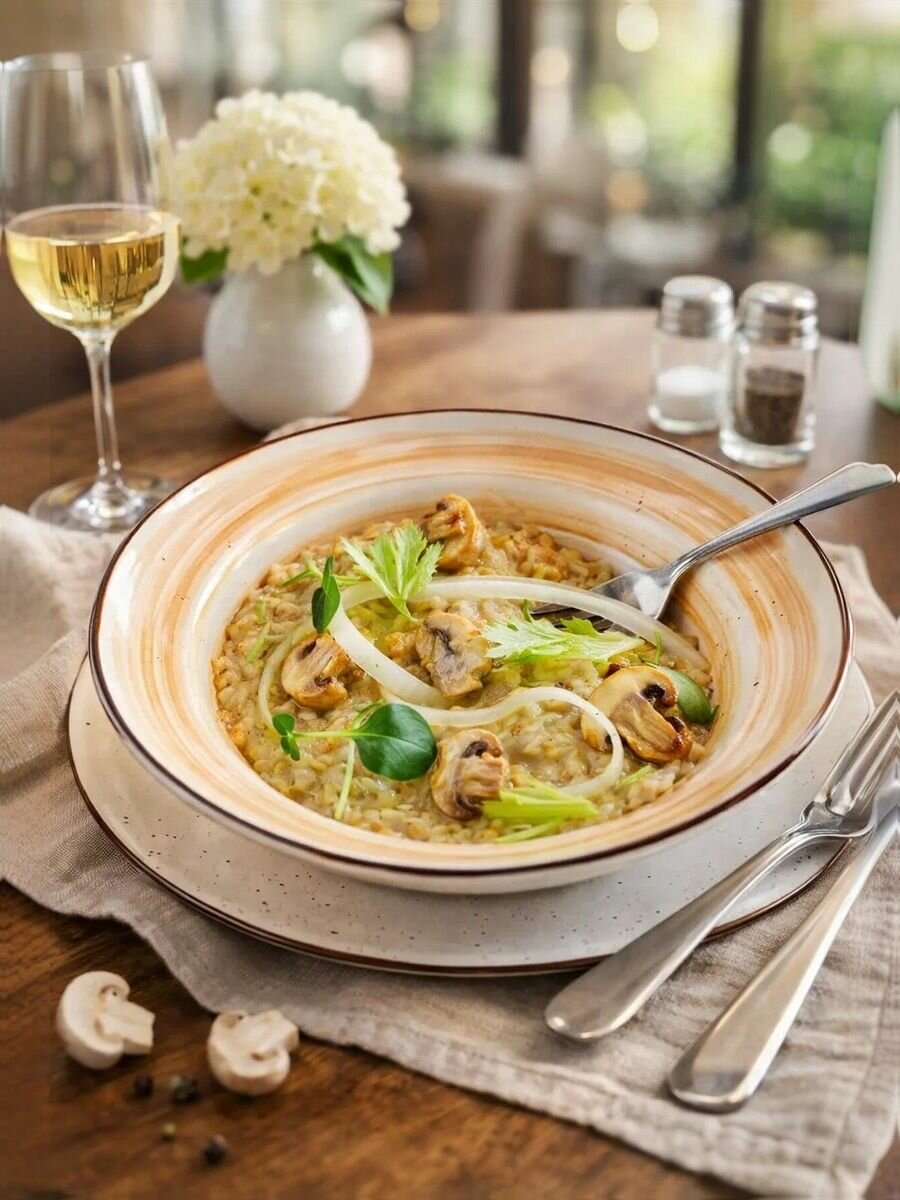 Тарелка глубокая, суповая "Desert Fusion" 1 шт, 350 мл, 22 см. Ударопрочный, профессиональный фарфор, для супа, салата, горячих блюд.