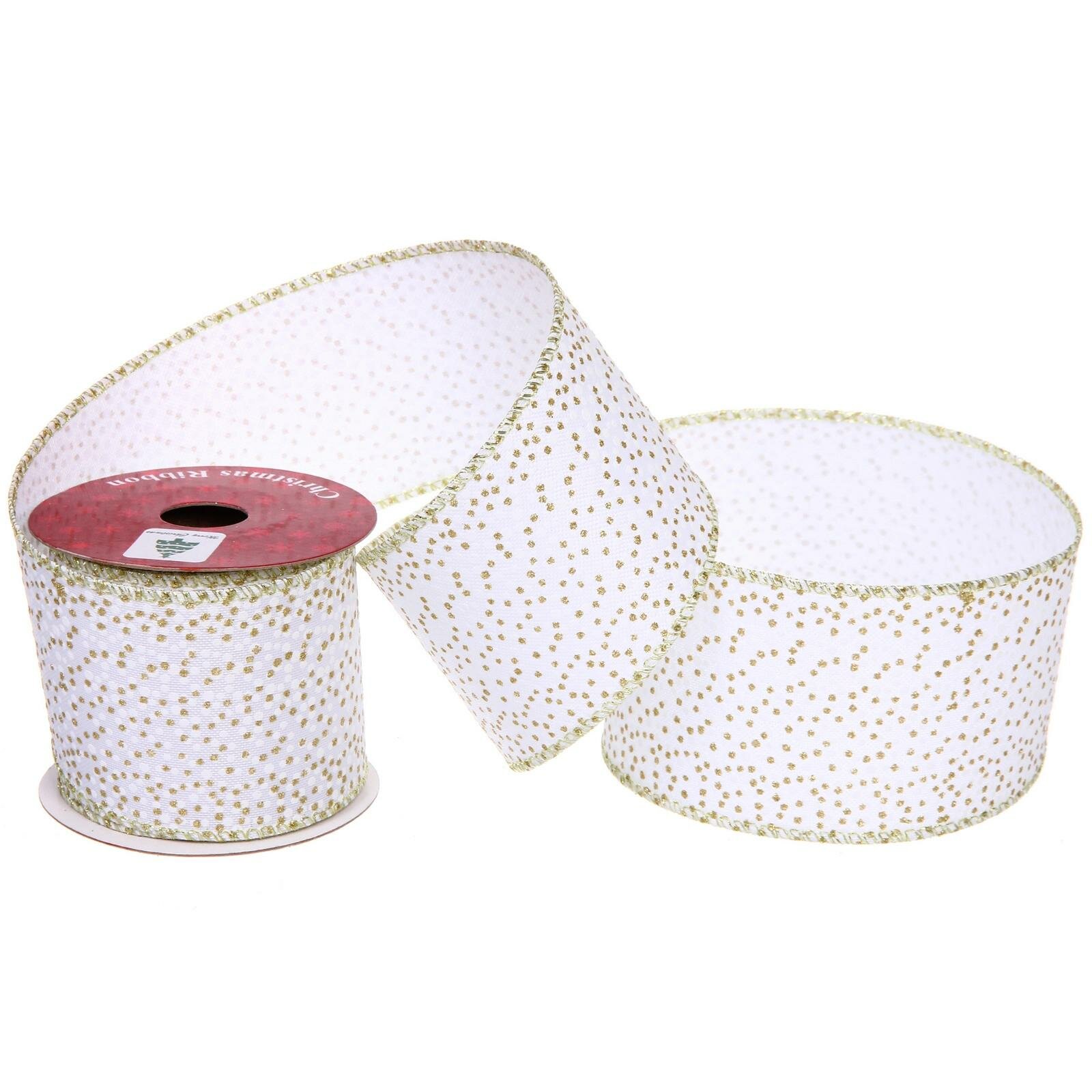 Лента декоративная КНР Алмазная россыпь, 6.3 см, 2.7 м, белый, шампань