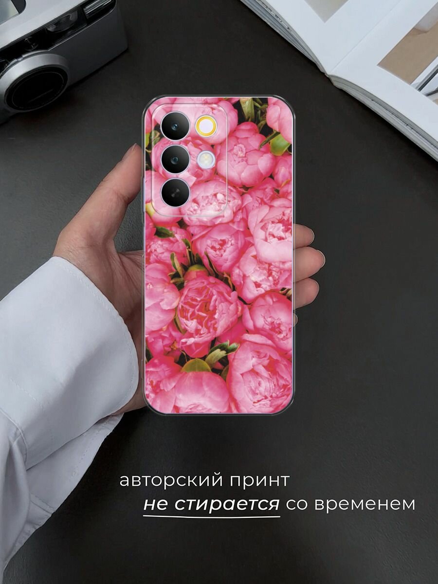 Силиконовый чехол на Realme C85 / Реалми C85 с принтом Прекрасные пионы — фото 1