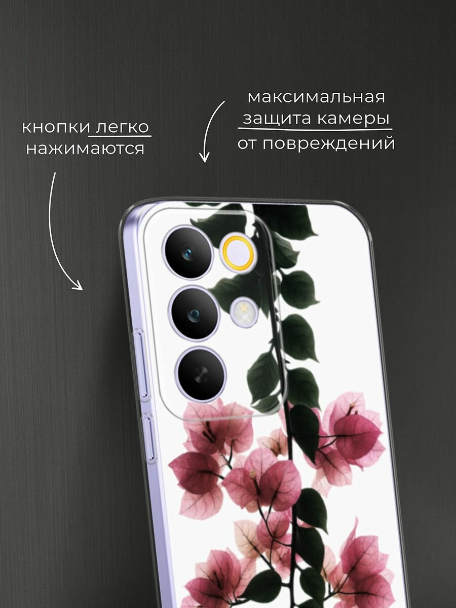 Чехол на Realme C85 Pro / Реалми C85 Про с принтом Веточка розовых листьев — фото 1