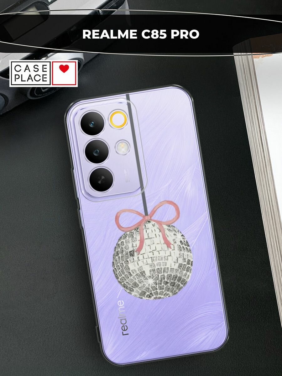 Чехол на Realme C85 Pro / Реалми C85 Про с принтом Новогодний диско шар, прозрачный