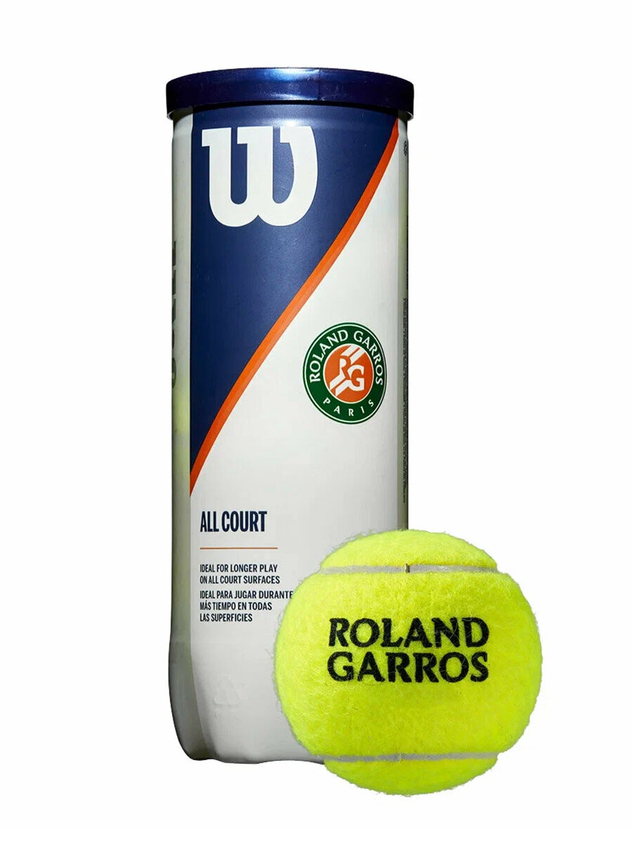 Мячи для большого тенниса Wilson Roland Garros All Court, 3 мяча в банке