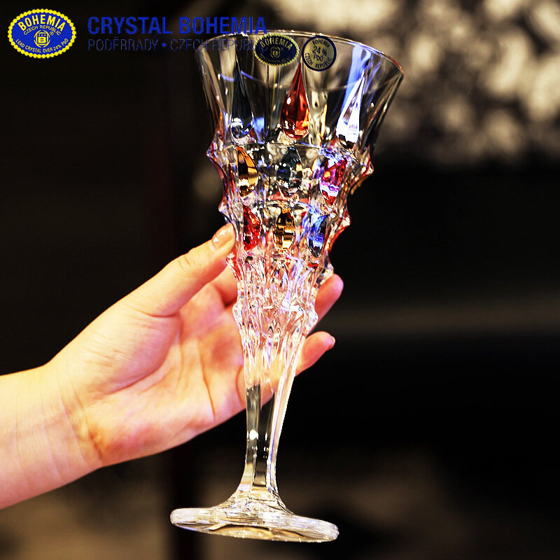 Чешский импортный набор элитных цветных стаканов для виски BOHEMIA Crystal Glass в подарочной коробке