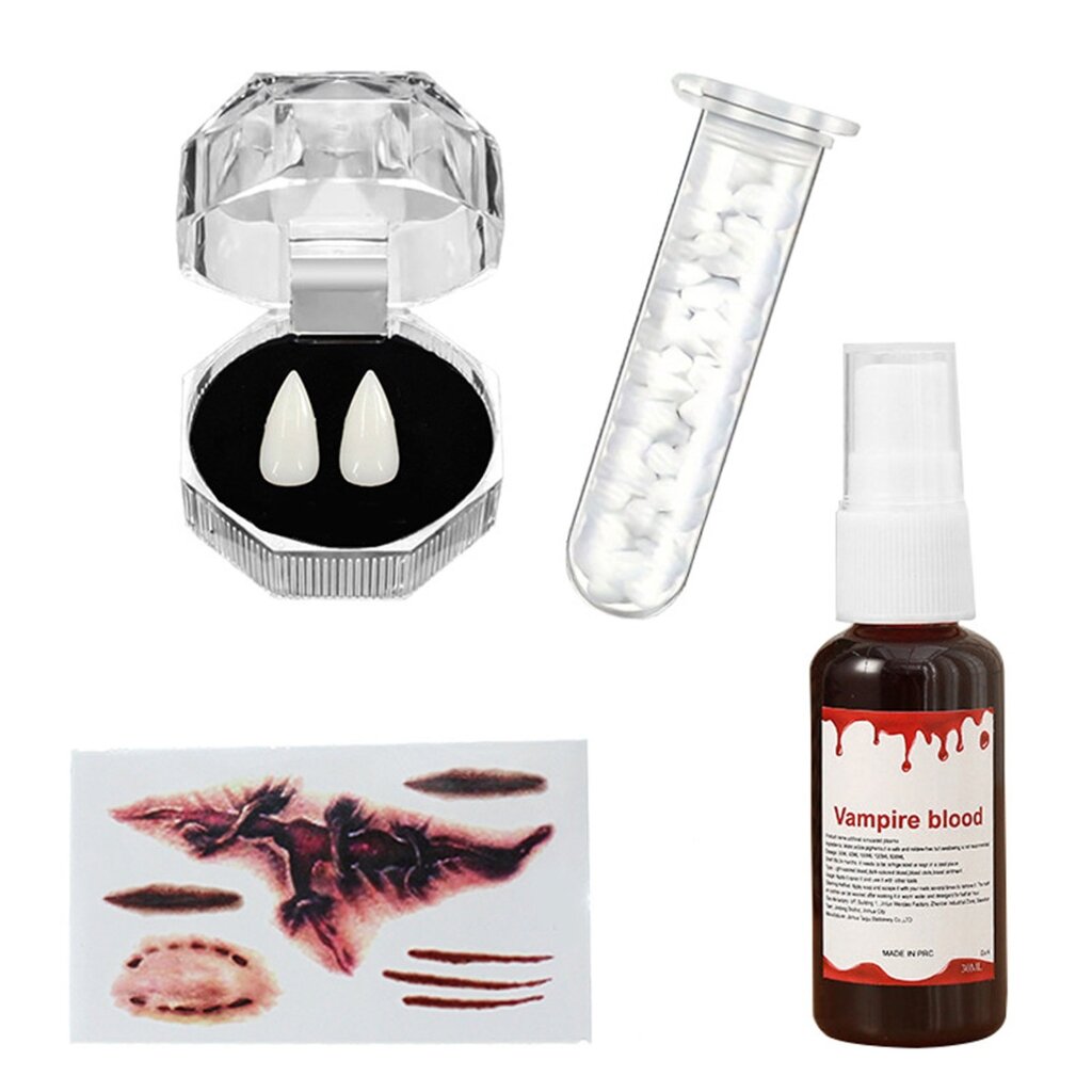 Зубы вампиров в стиле фильмов ужасов с капсулами жидкой крови для любителей косплея