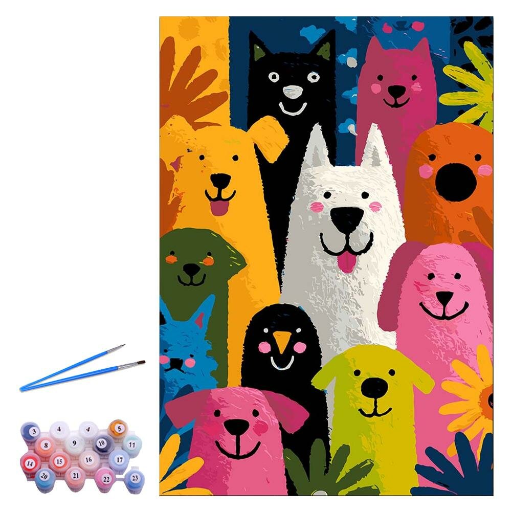 Картина по номерам/Набор для живописи по цифрам (DIY) на холсте масляными красками для детей или взрослых-новичков с кистями и акриловыми красками