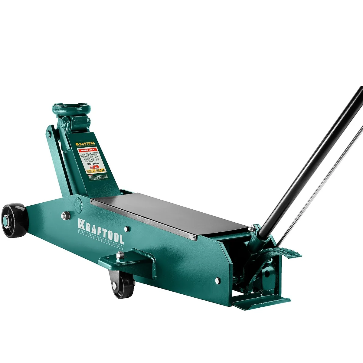 Подкатной гидравлический домкрат Kraftool 43455-10 10т, зеленый