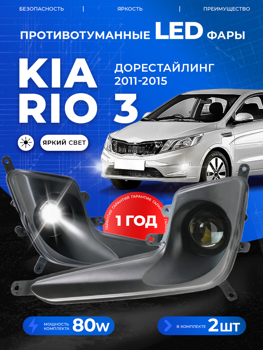 Противотуманные фары линзы на KIA Rio 3 (2011 2015) дорестайлинг