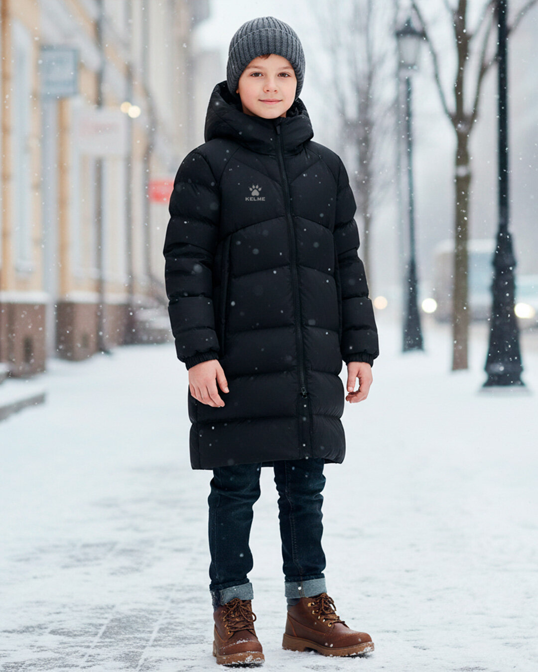 Пуховик Пуховик зимний "Long Down Jacket", для девочек и мальчиков, утеплитель пух/перо, удлиненный, с капюшоном