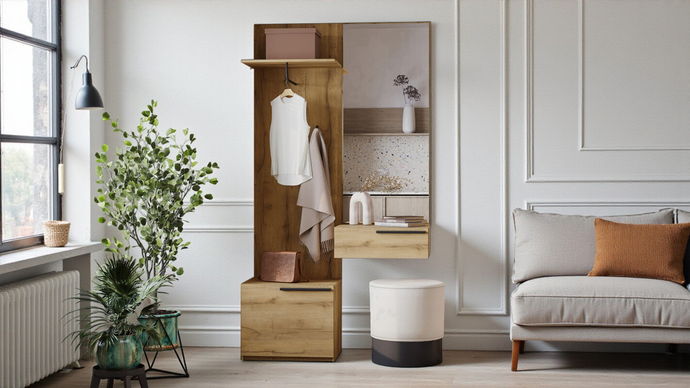 Прихожая Лорена Пакс-1 Дуб Золотистый U1148 NEW 110x40x220 см, желтый GOODFORM