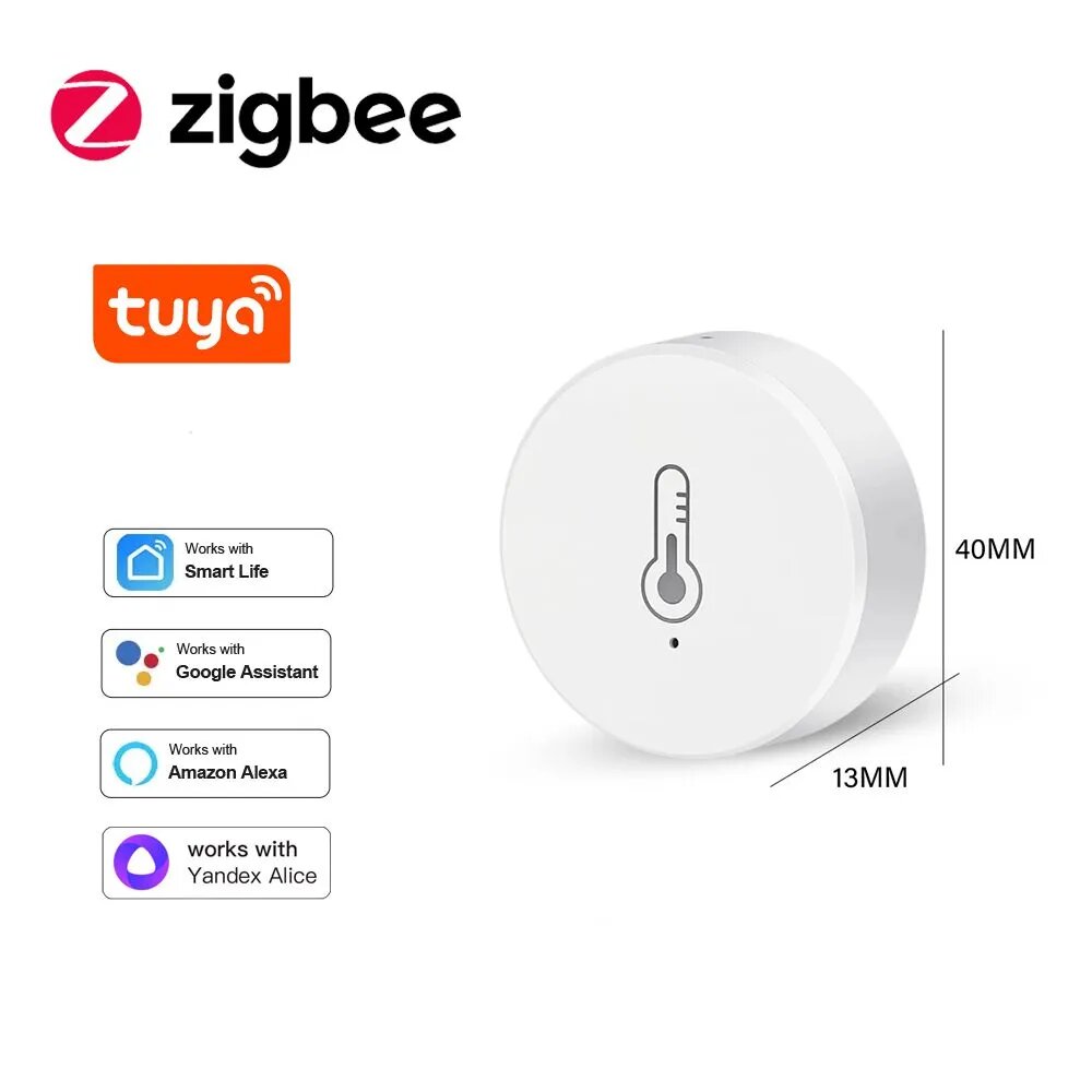 Tuya Zigbee 3,0 Датчик температуры и влажности Умный дом Zigbee Gateway Hub Гигрометр для мониторинга помещений для Alexa Google Home